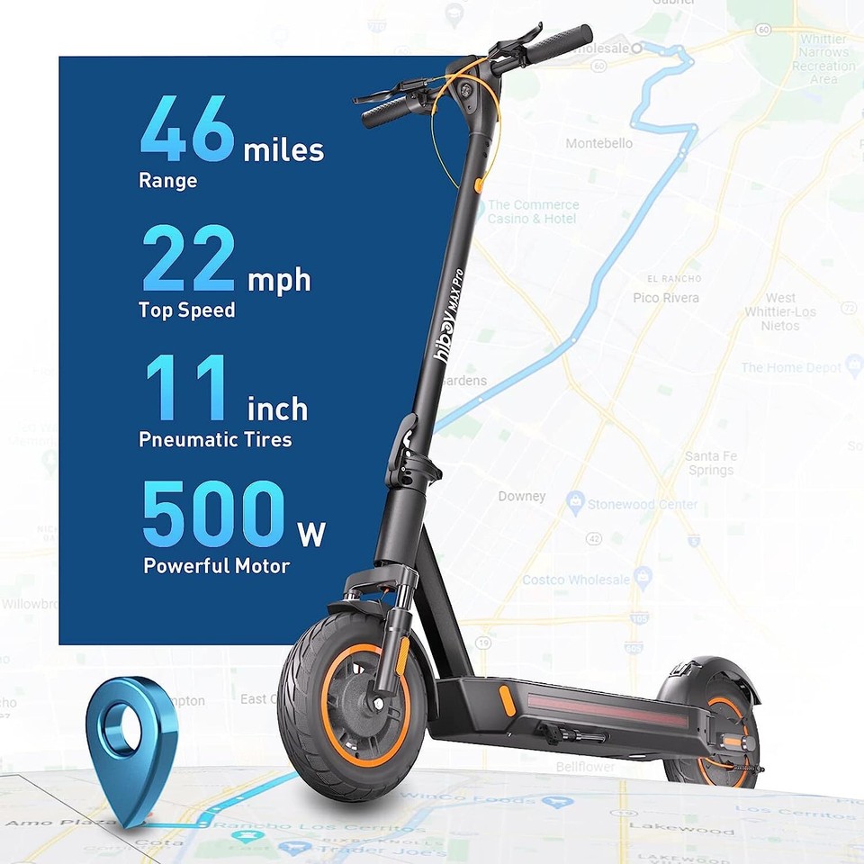 Hiboy MAX Pro Electric Scooter 500W 22 MPH 46 Miles Range Commuter 11 ...