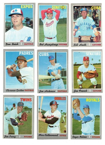1970 Topps Baseball 9 high number series card lot Jim Perry Gaston ...