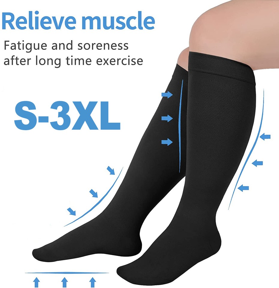 Wide Calf Compression Socks for Men 15-20mmHg Diabetic Socks S-XXXL ...