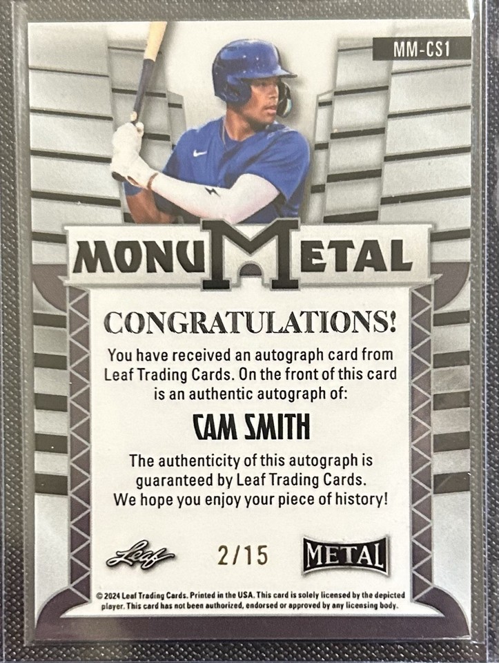 2024 Leaf Metal Cam Smith Cracked Ice MonuMetal Prospect Autograph SP ...
