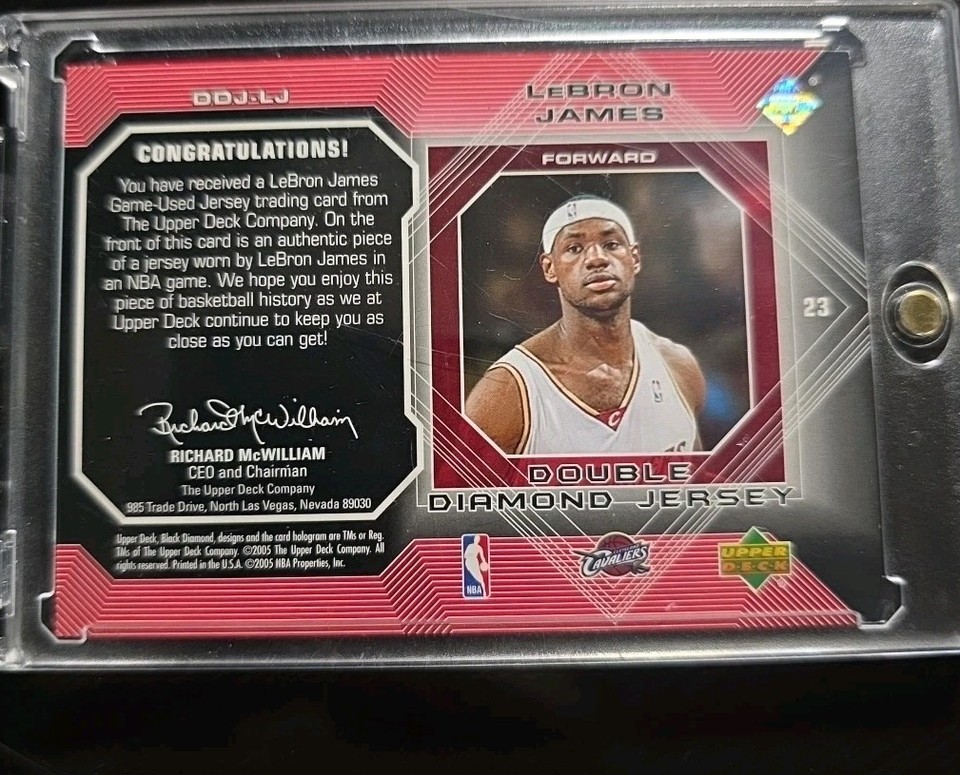 Lebron James 2004-05 Upper Deck Black Diamond Game Used Jersey Patch ...