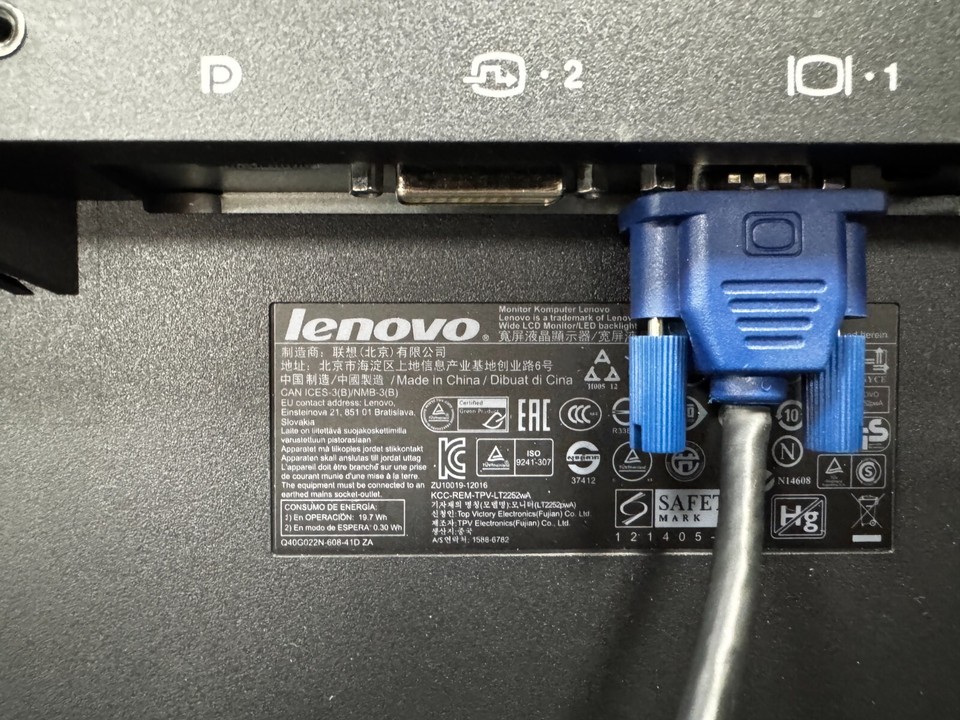 Lenovo Thinkvision LT2252PWA- Grade B-Black 22" LCD Widescreen cheap ...