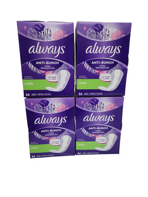 4 PK ALWAYS PANTILINERS ANTI BUNCH EXTRA PROTECTION LONG PADS - 54 CT ...