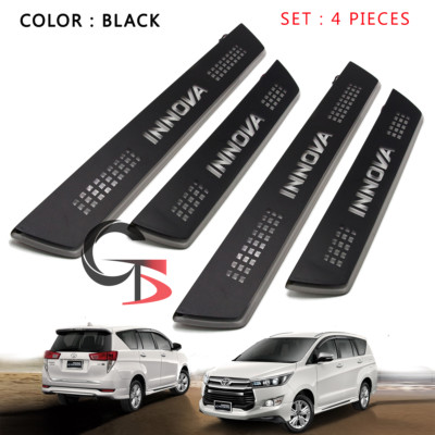 Door Sill Scuff Plate Matte Black Trim + Led For Toyota Innova Crysta ...