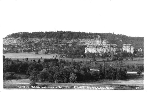 RPPC, Camp Douglas WI Wisconsin CASTLE ROCK & LONG BLUFF c1940's Photo ...