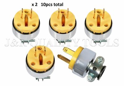 (10pc) MALE Extension Cord Replacement Electrical Plug End Set 15AMP ...