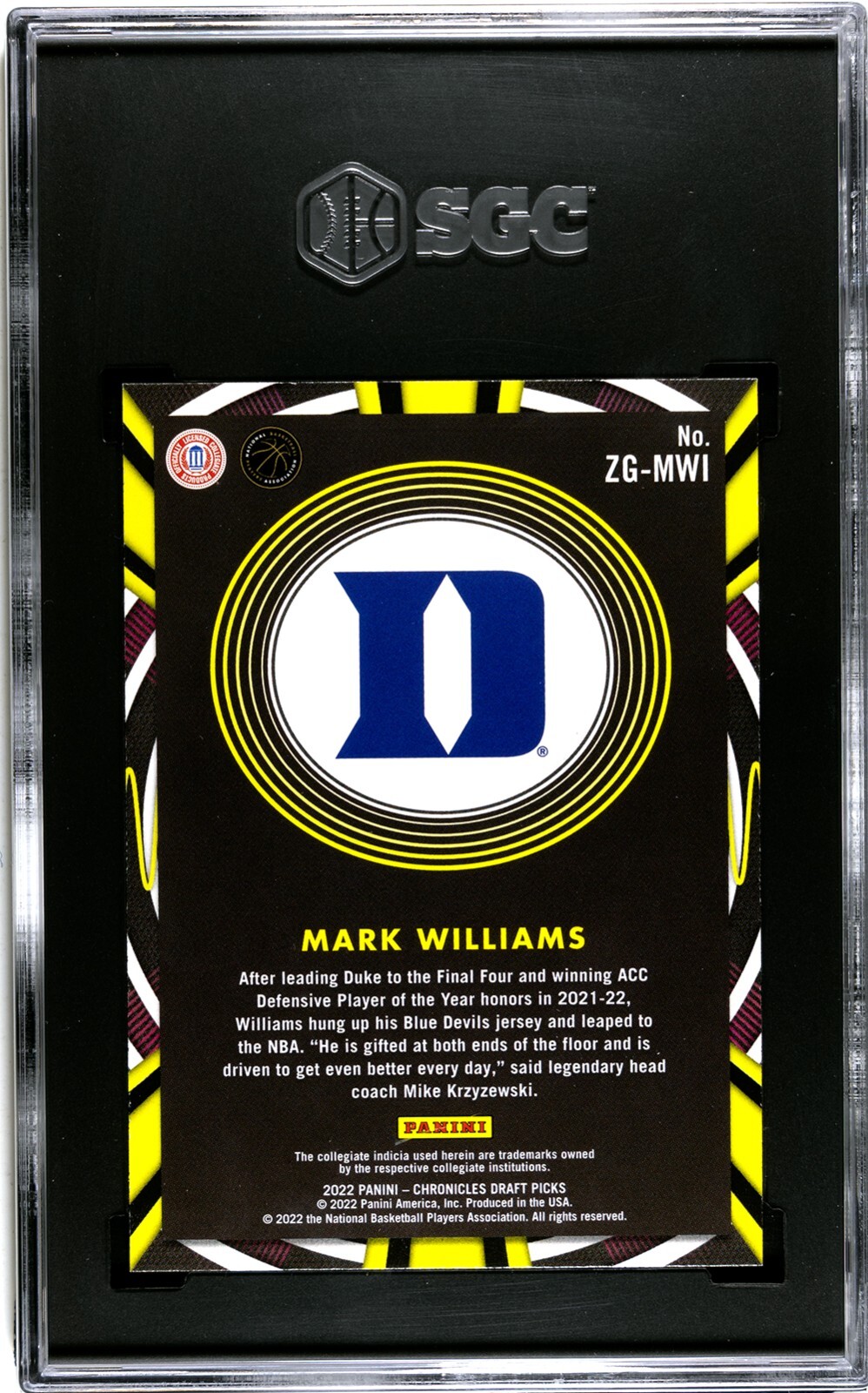2022-23 Panini Chronicles Draft Picks - Gamma Rays Mark Williams #ZG ...