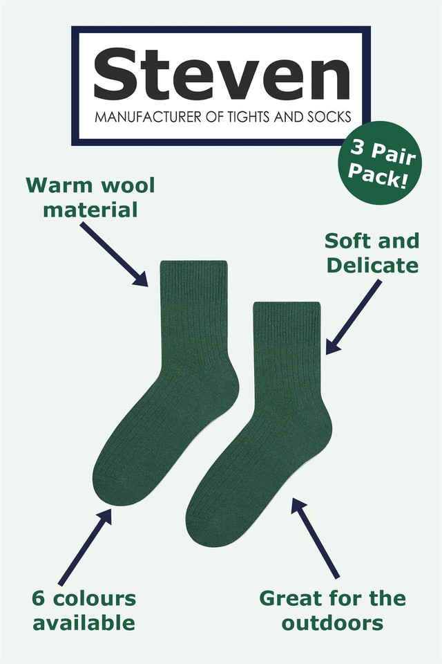 Steven - 3 Pair Warm Wool Dress Socks for Men | Ribbed Cozy Over The ...
