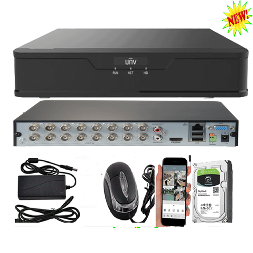 16CH UNIVIEW (XVR) DVR System H.265/H.264 2TB HD-TVI , AHD 1080P HDMI+ ...