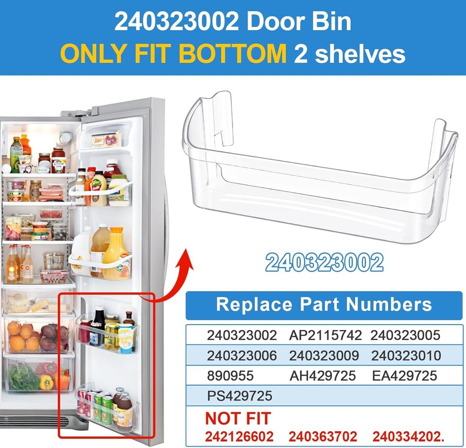 2 PACK New 240323002 Refrigerator Door Bin Shelf Compatible With ...