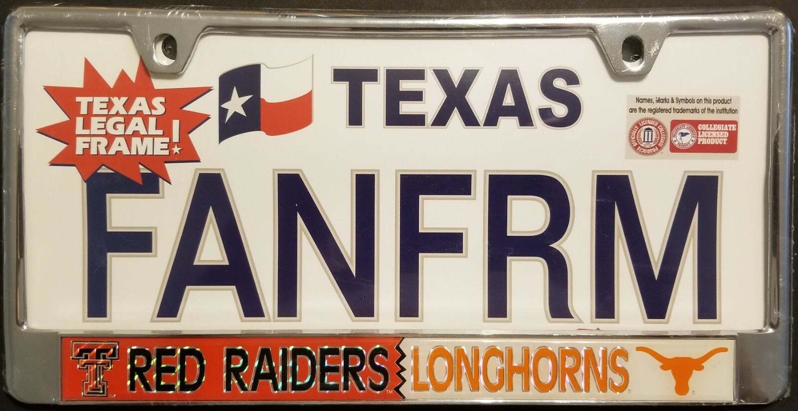 TEXAS LONGHORNS/ TEXAS TECH CHROME METAL License Plate Frame, NCAA ...
