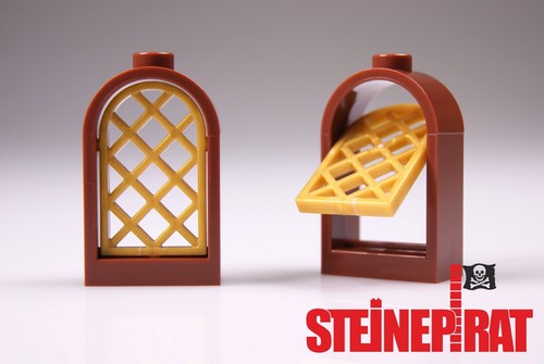 LEGO® 2x 30044 & 30046 (-NEU-) Bogenfenster / Burg / Gitter / rotbraun ...