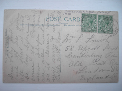 BALLYKINLER CAMP Postmark. KGV 1918 WW1 cancel. Northern Ireland ...