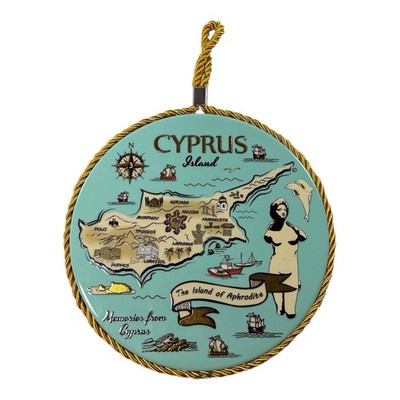 Cyprus Island of Aphrodite Map Souvenir Wall Plaque Memories from ...