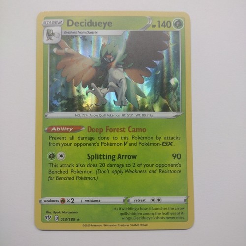 Pokemon DECIDUEYE 013/189 Darkness Ablaze - RARE HOLO - MINT | eBay