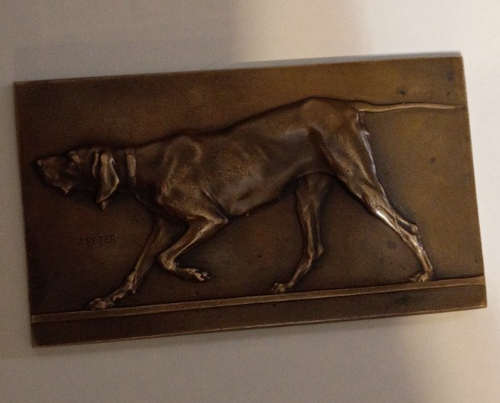 Victor Peters Bronze Hunting Dog Plaque/ Plaquette 3.5" x 2" | eBay