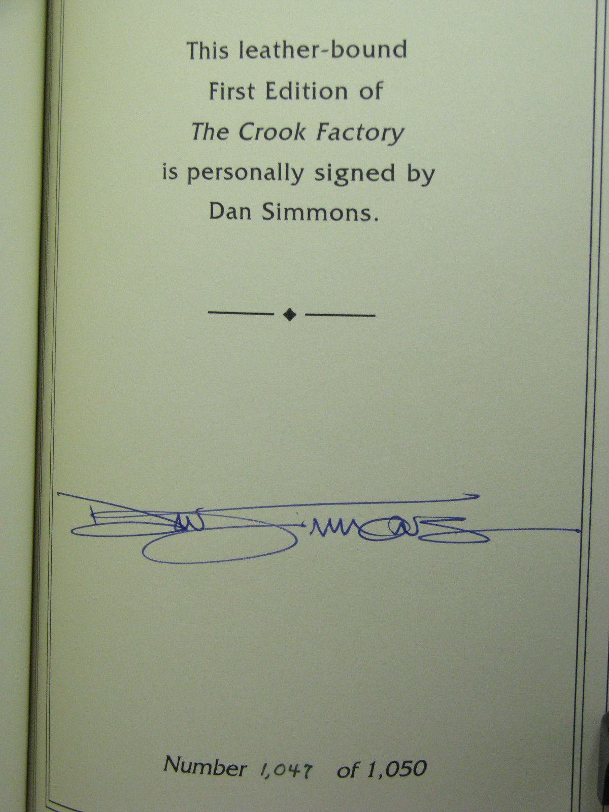 1st, signed by author, The Crook Factory by Dan Simmons, Easton Press ...