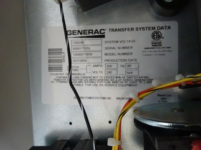 Generac RTSX200A3 200 Amp 120/240V Single Phase Automatic Transfer ...