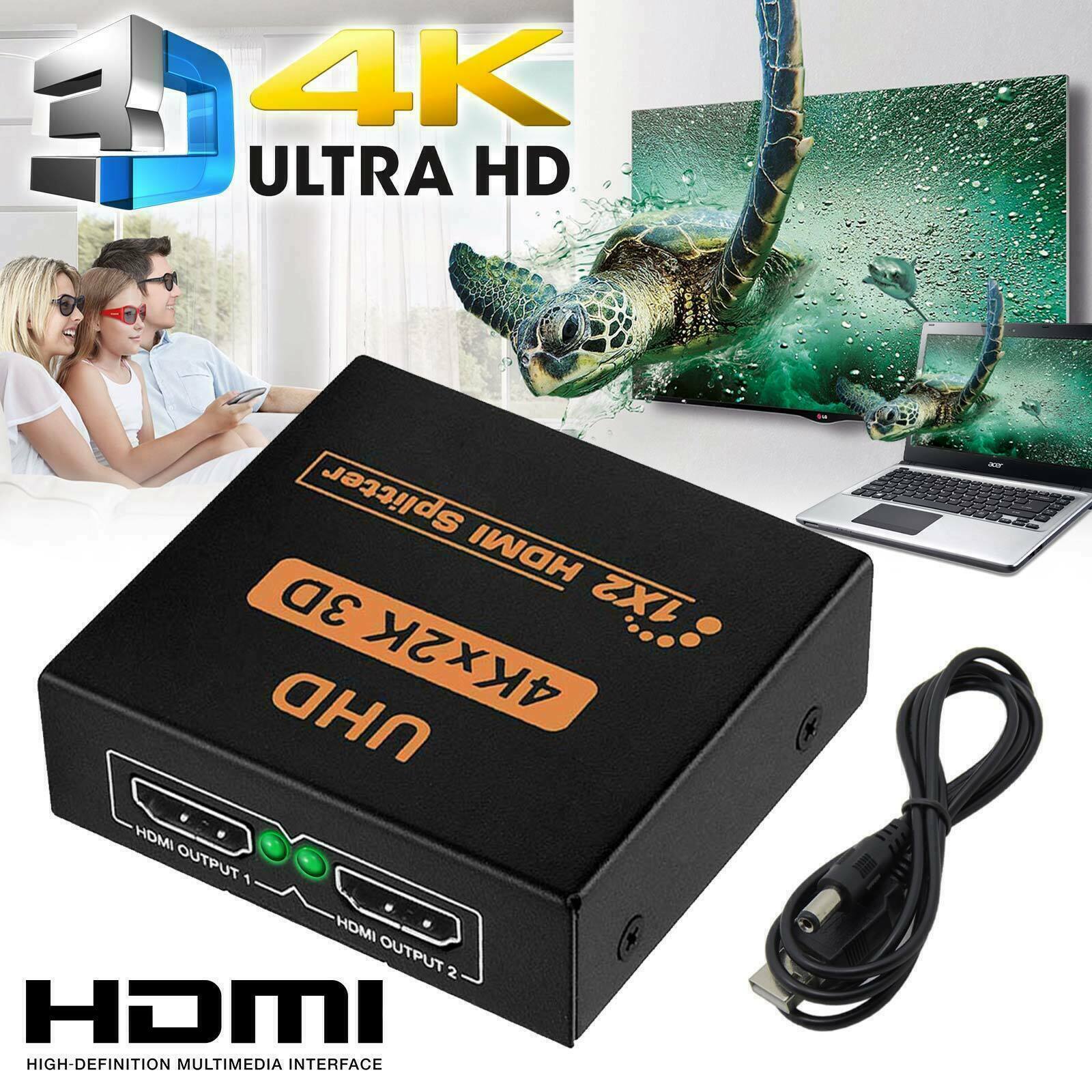 AMPLIFIER HDMI 1 INPUT 2 OUTPUT 1 IN 2 Way OUT 2160p 4K SPLITTER SWITCH ...
