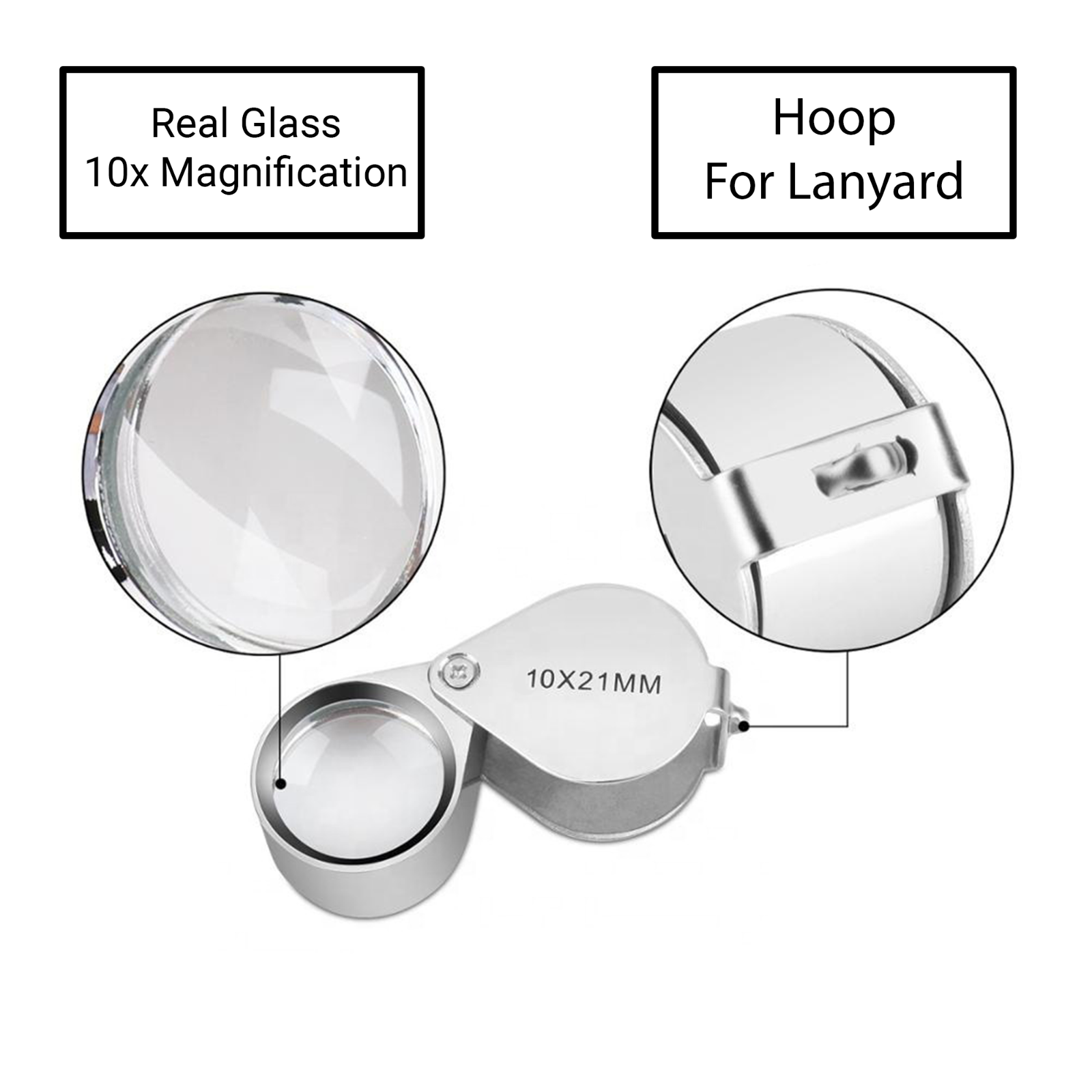 10X Jewelers Loupe Magnifying Glass Coin Magnifier Eye Loop Pocket ...