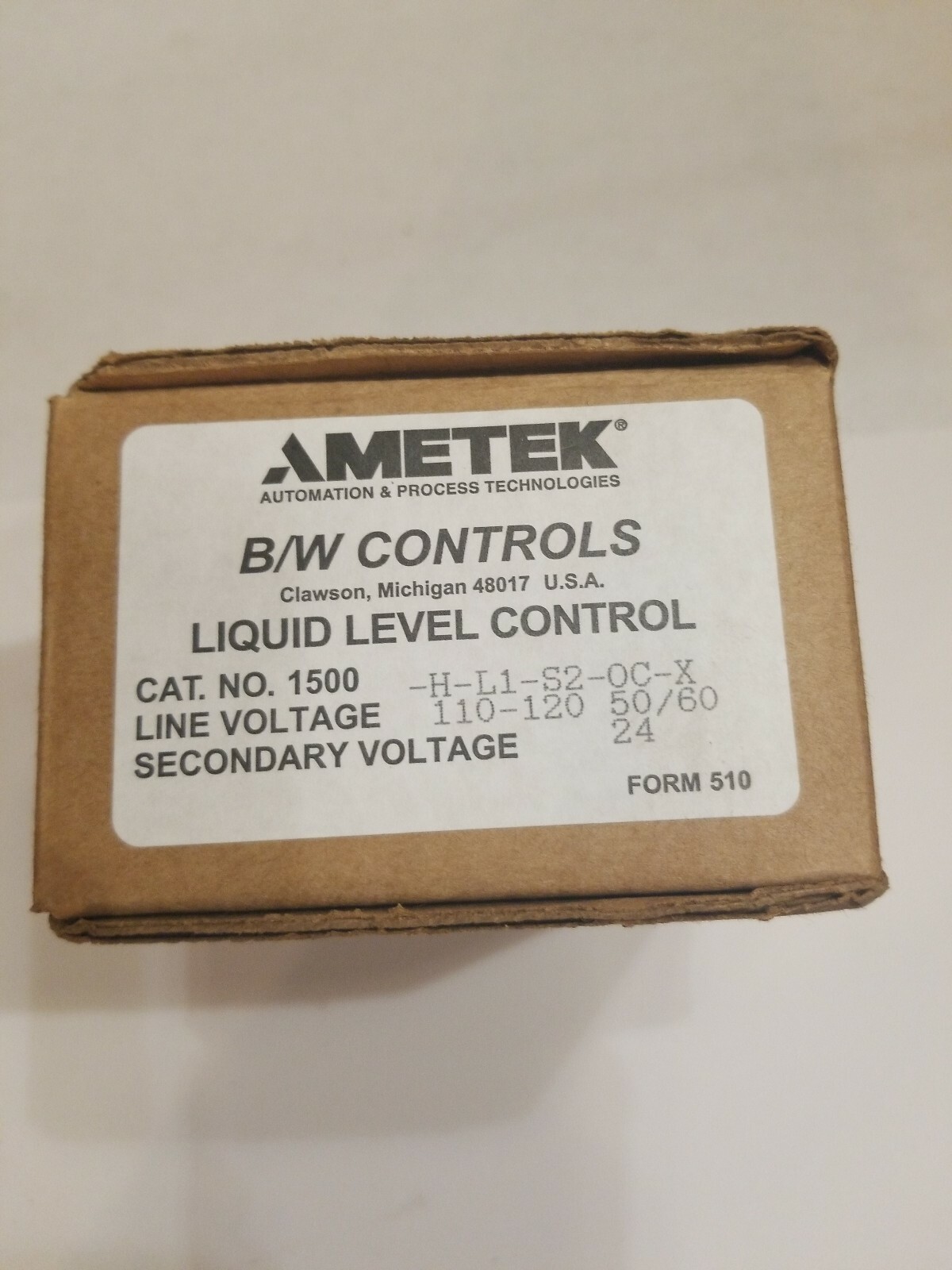 NEW IN BOX BW CONTROLS AMETEK LIQUID LEVEL CONTROL 1500-H-L1-S2-OC-X | eBay