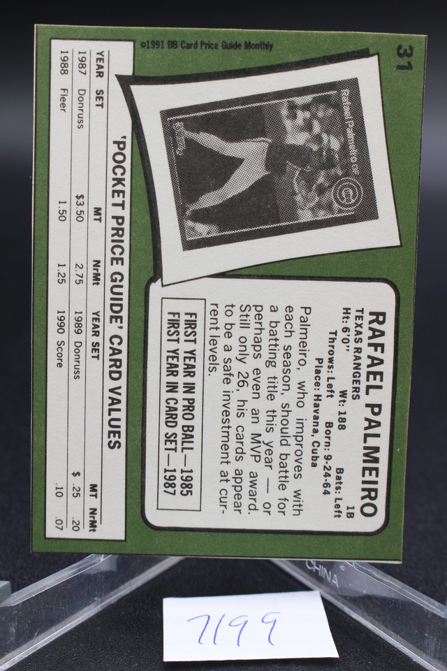 1991 SCD Pocket Price Guide Rafael Palmeiro # 31 | eBay
