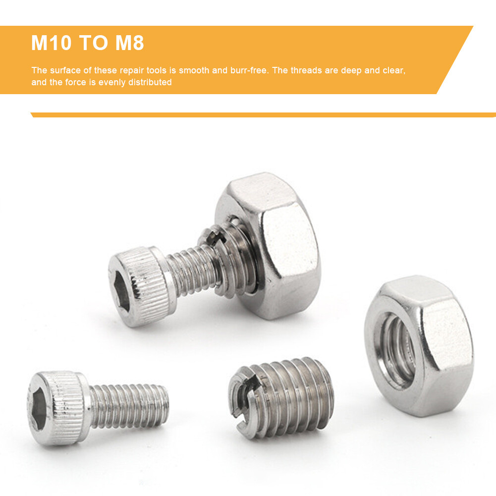 10pcs Practical M10 To M8 Stainless Steel Threaded Insert Mechanical ...