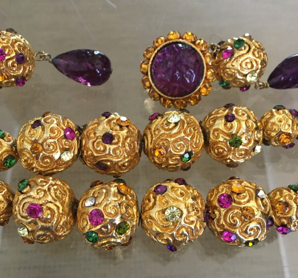 DOMINIQUE AURIENTIS PARIS NAKSHI BALL GEM GRIPOIX GLASS SHELL BRACELET ...