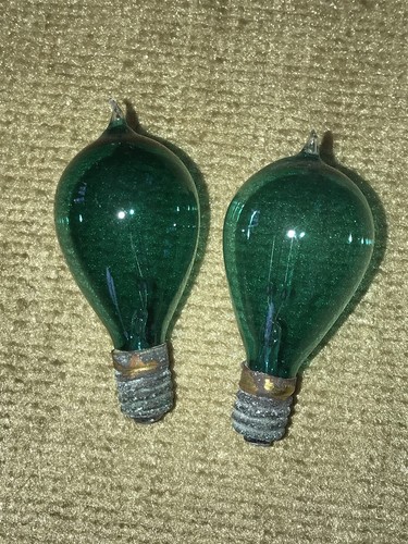 ANTIQUE EDISON CARBON FILAMENT ELECTRIC GREEN GLASS CHRISTMAS LIGHT ...