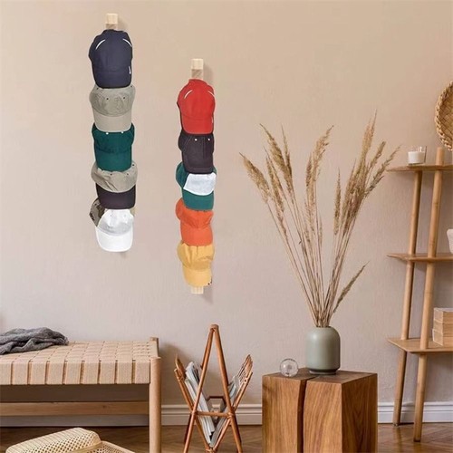 Wooden Wall Mount Baseball Cap Hat Rack Clothes Hanger Organizers ...