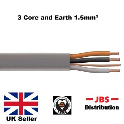 3 Core and Earth 1.5mm² Cable Per Metre BASEC New Colours Brown Black ...