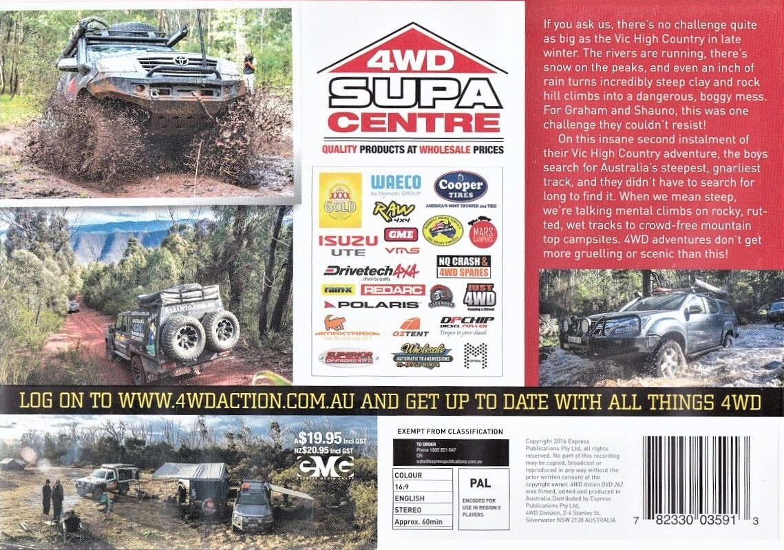 AUSTRALIAN 4WD ACTION VIC HIGH COUNTRY'S Steepest Track DVD 262 TV ...