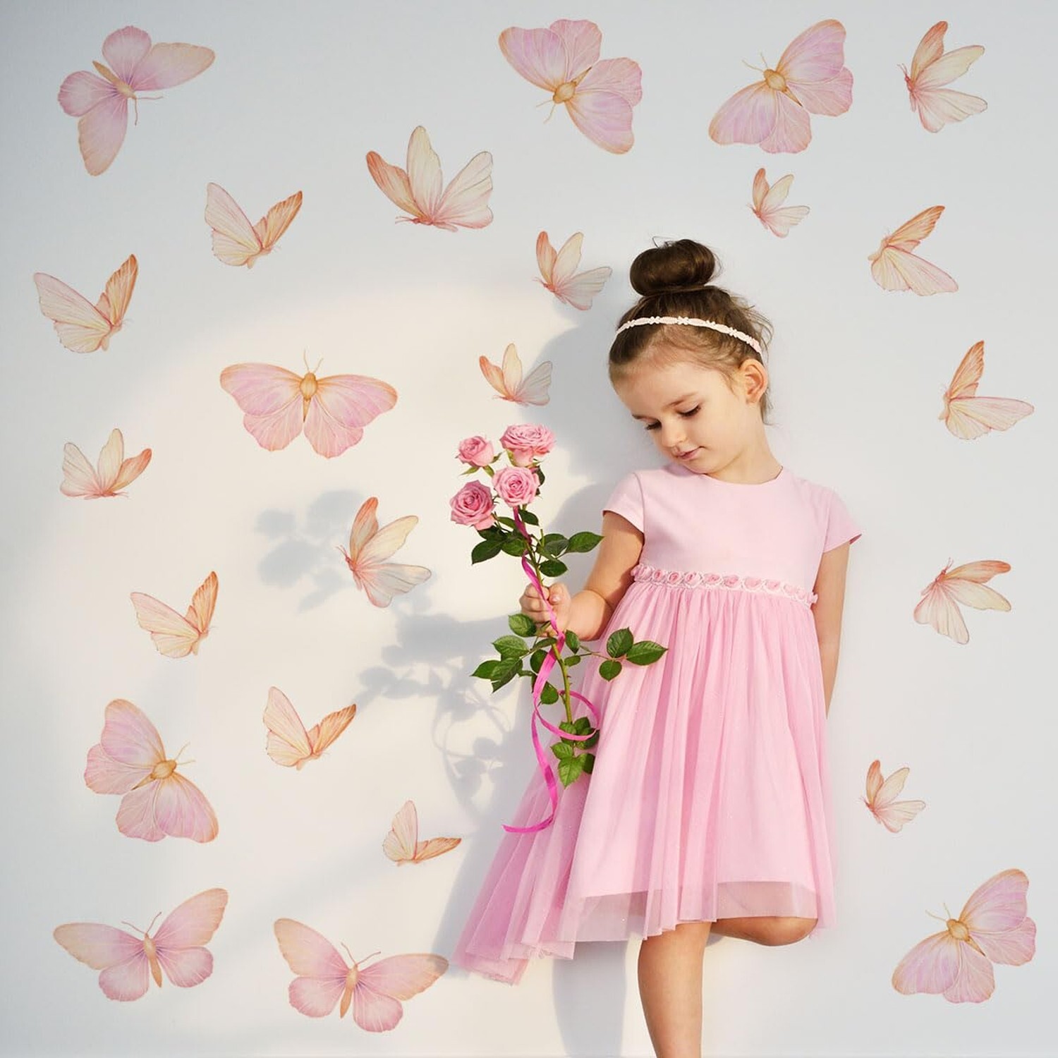 Pink Butterflies Wall Decals，DIY Watercolor Butterfly Art Wall Stickers ...