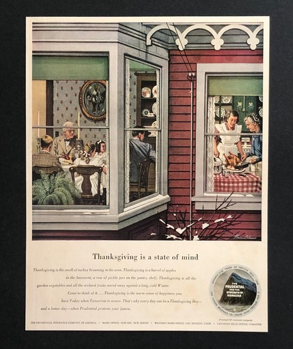 1950 Prudential Insurance Advertisement Thanksgiving Dinner Art Vintage ...