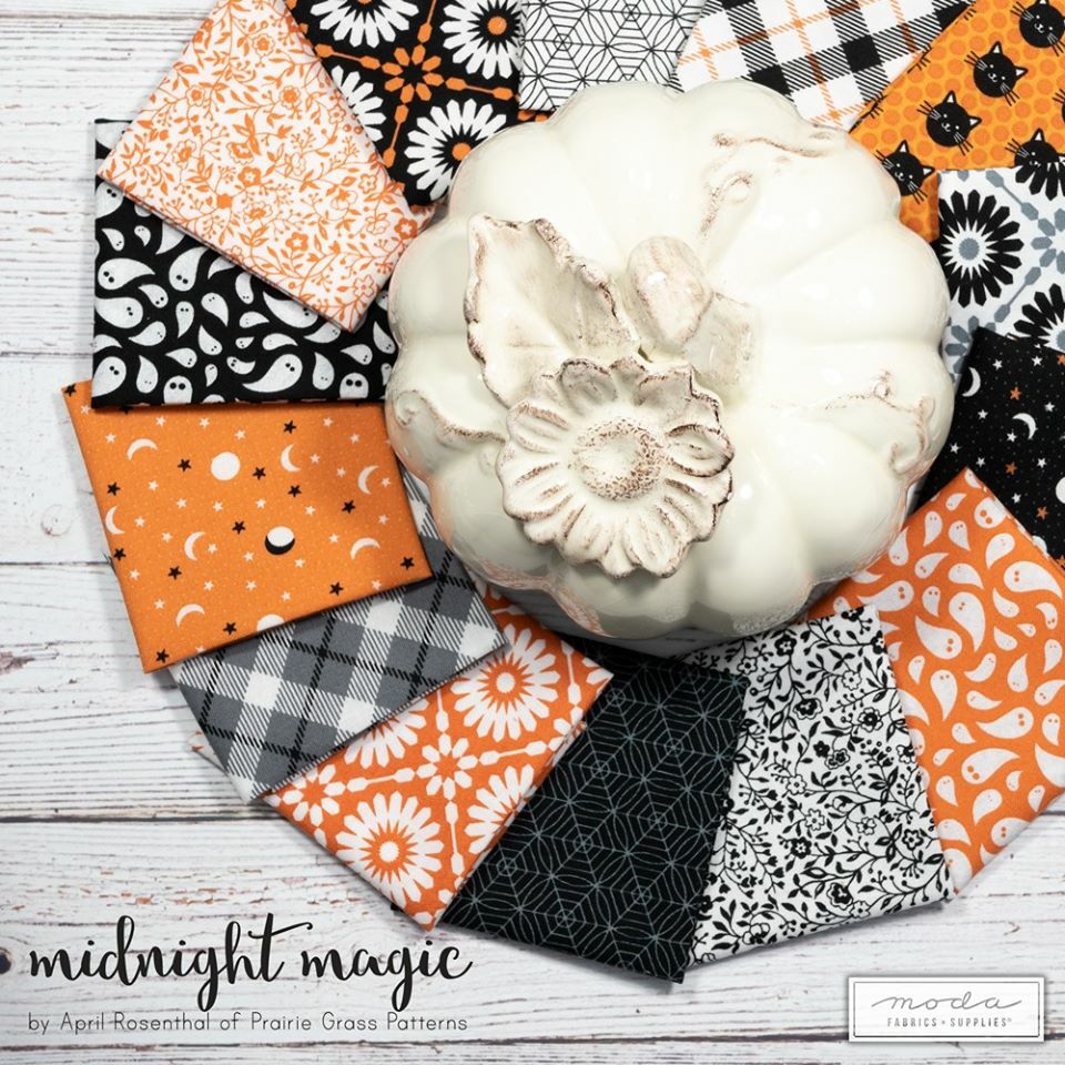 Moda MIDNIGHT MAGIC 24086 12 Orange Flora APRIL ROSENTHAL Quilt Fabric ...