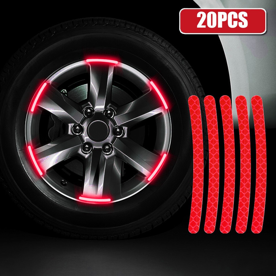 20x Red Reflective Strip Car Wheel Hub Rim Stripe Decal Sticker ...
