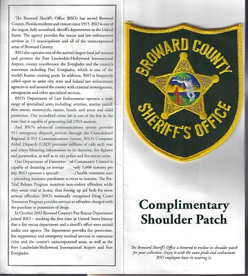 Broward County Sheriff (Florida) Shoulder Patch on a Department History ...