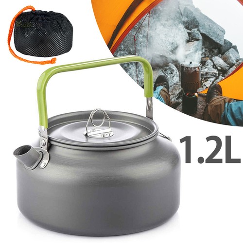 1200ml Camping Kettle Survival Water Kettle with Lid Knob Mesh Bag ...