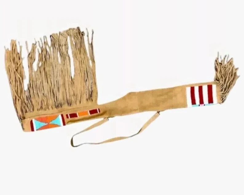 Native American Indian Beaded Rifle Scabbard Sioux Style Suede Leather ...