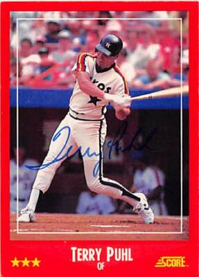 Terry Puhl autographed Baseball Card (Houston Astros) 1988 Score #282 ...