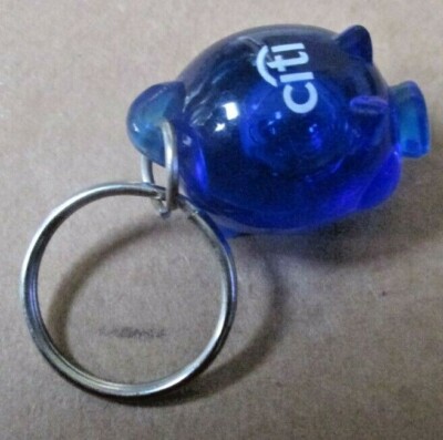 CITI Blue pig Piggy BANK plastic figure keyring key chain keychain 1.5 ...