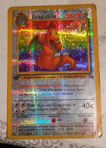 Carte Pokemon DRAGONITE Hologra 19/62 Set de Base Edition 1 Wizards,bon ...