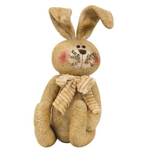 NEW Primitive BUNNY RABBIT Doll with BOW Grungy Cloth Rustic 6"Wx16.5"T ...