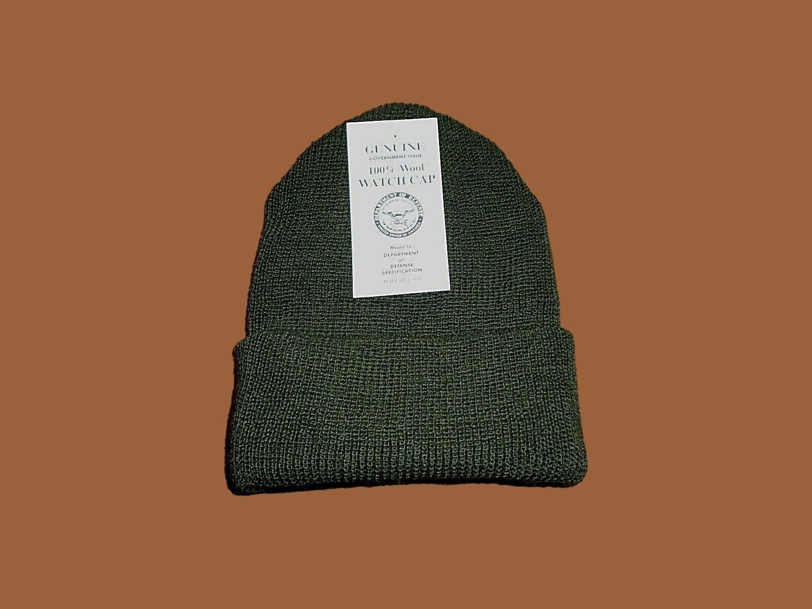 NEW GENUINE MILITARY ISSUE 100% WOOL GREEN WATCH CAP COLD WEATHER HAT U ...