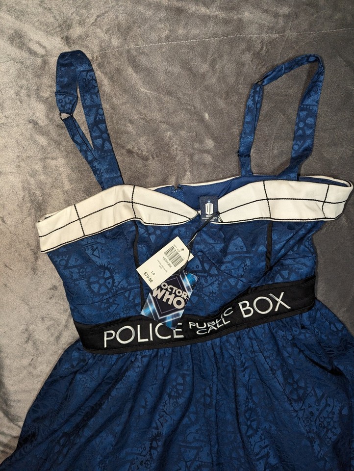 New Hot Topic Dr. Who BBC Blue Tardis Call Box Costume Cosplay Dress ...