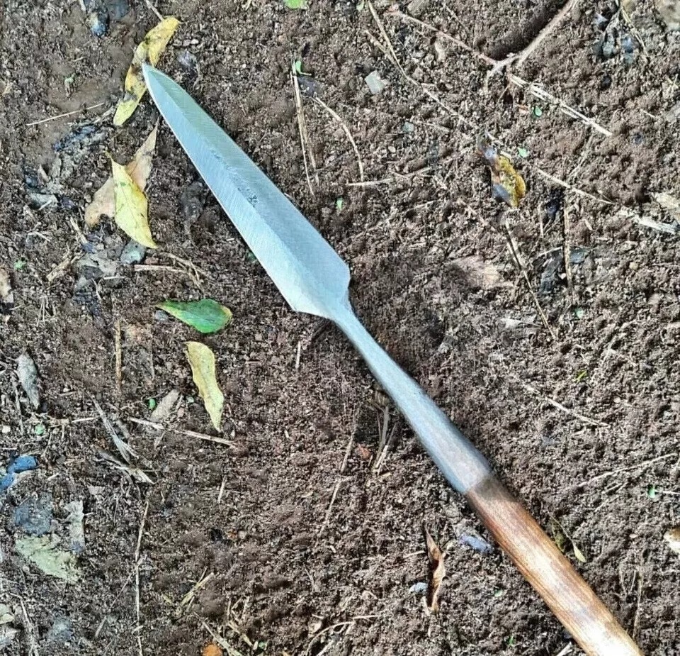 CUSTOM HANDMADE CARBON STEEL VIKING HUNTING SURVIVAL SPEAR WITH LEATHER ...
