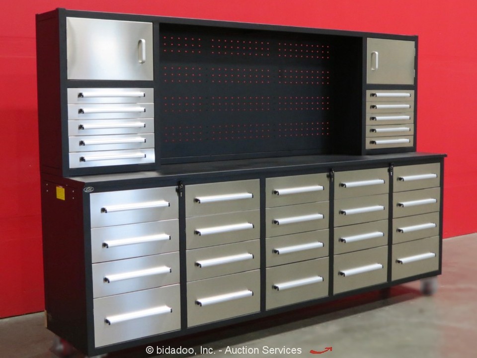 Steelman 30-Drawer 9FT Steel Work Bench Tool Cabinet Shop Box bidadoo ...