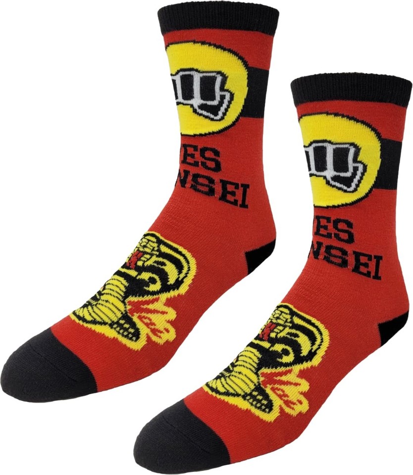 Ripple Junction Cobra Kai Adult Crew Socks Yes Sensei Dojo Logo ...