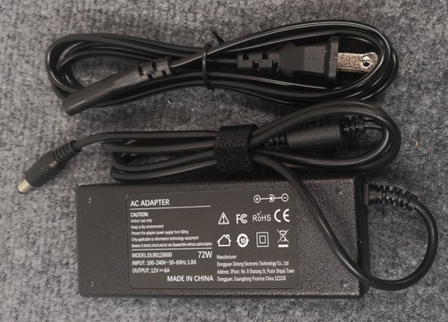 72W Power Adapter 12V 6A Electric Supply. Laptop Charger w 5mm Round ...