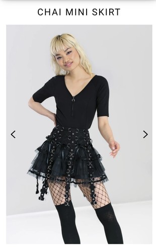 new Hell Bunny Chai black mini skirt medium 12 goth emo egirl metal ...